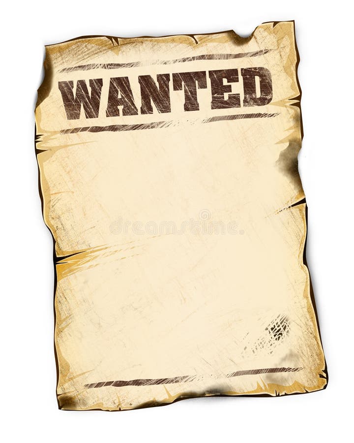 Wanted Poster Empty Isolated on White Background Stock Illustration ...