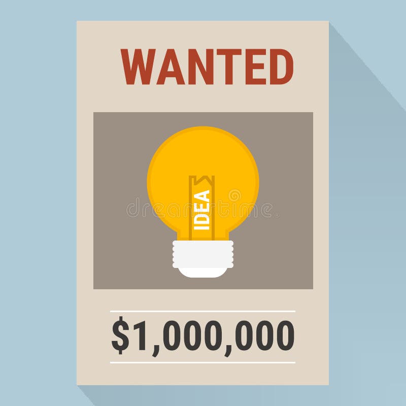Wanted Poster with Light Bulb Idea. Stock Vector - Illustration of ...