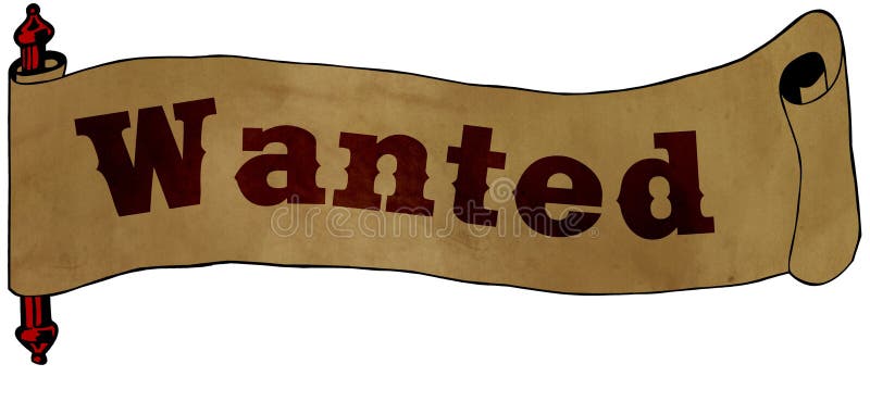 WANTED Text on Old Scroll Paper Drawing Illustration Stock Illustration ...