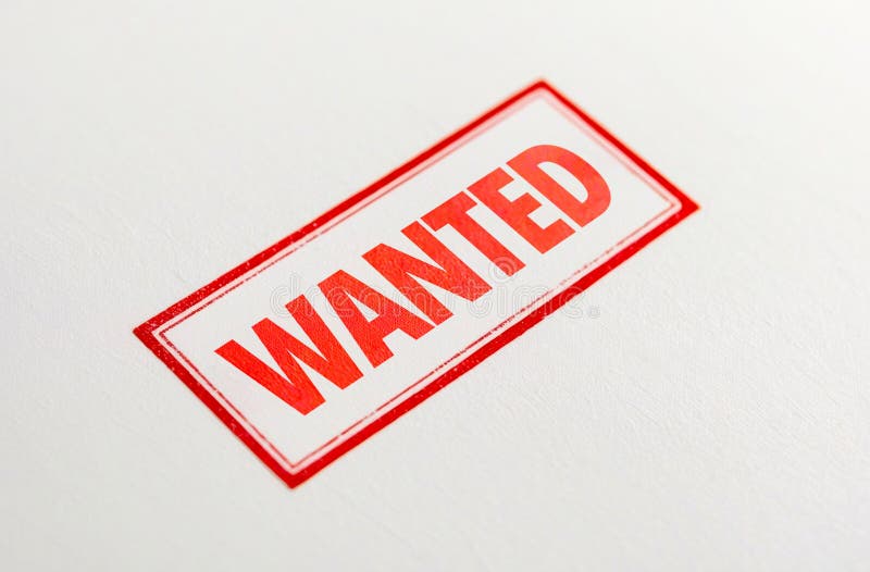 WANTED Text Words Phrase Seal Stamp on Paper Stock Illustration ...