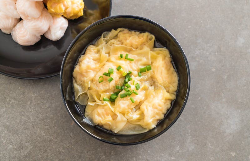 Wanton soup on table stock image. Image of spoon, shrimp - 96444929