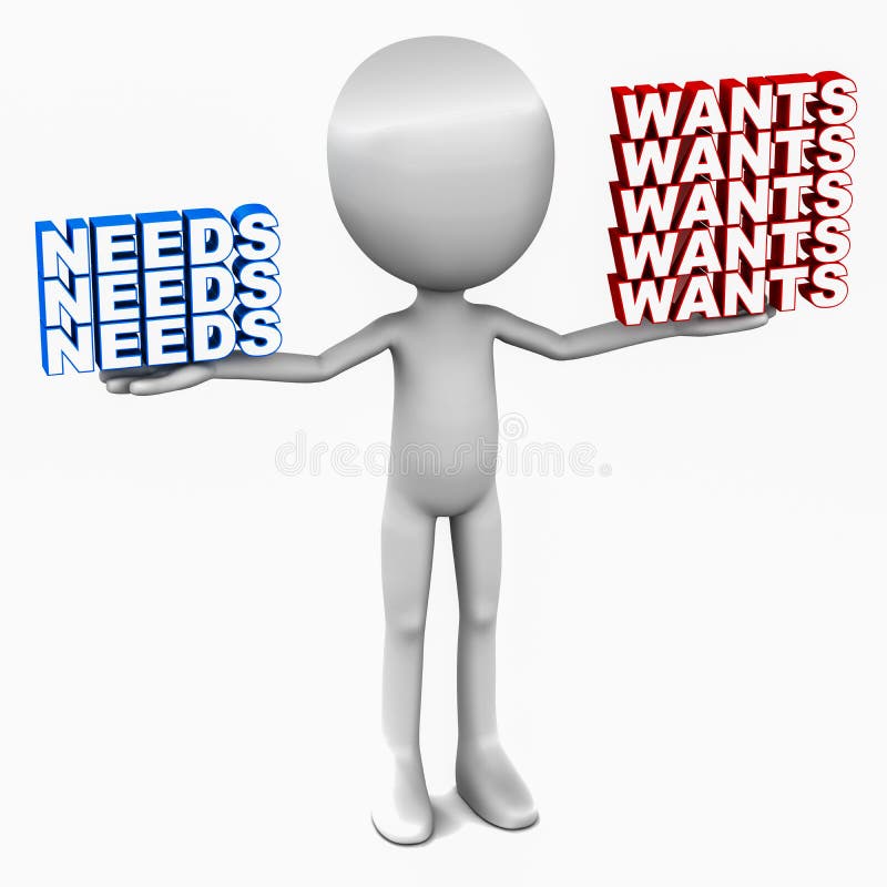 Wants vs needs stock illustration. Illustration of demand - 25216765