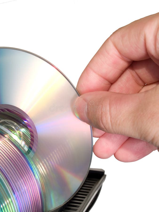 Het Selecteren Van Optische Dvdschijf Van Computerbibliotheek Stock ...