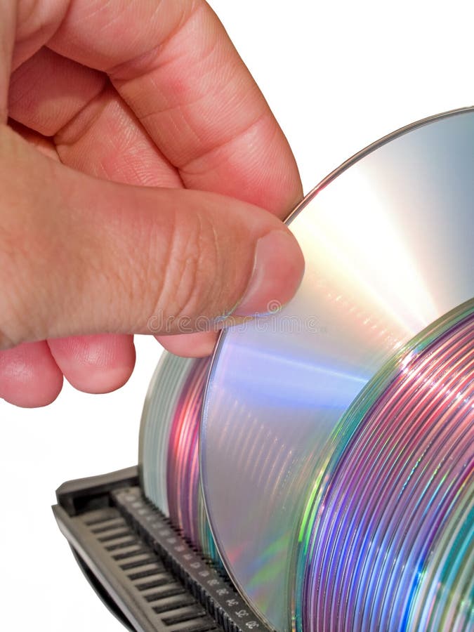 Wapen Dat Optische Schijf Van Gegevensopslag Selecteert Stock Foto ...
