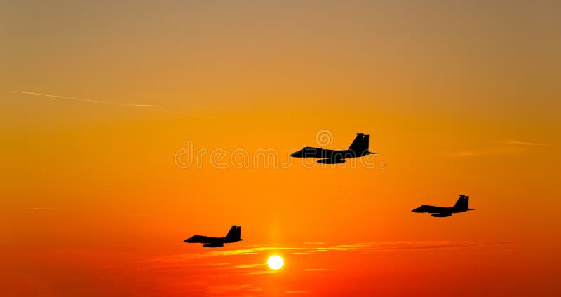 War Aircrafts at Sunset Sky Stock Image - Image of armed, aeroplane ...
