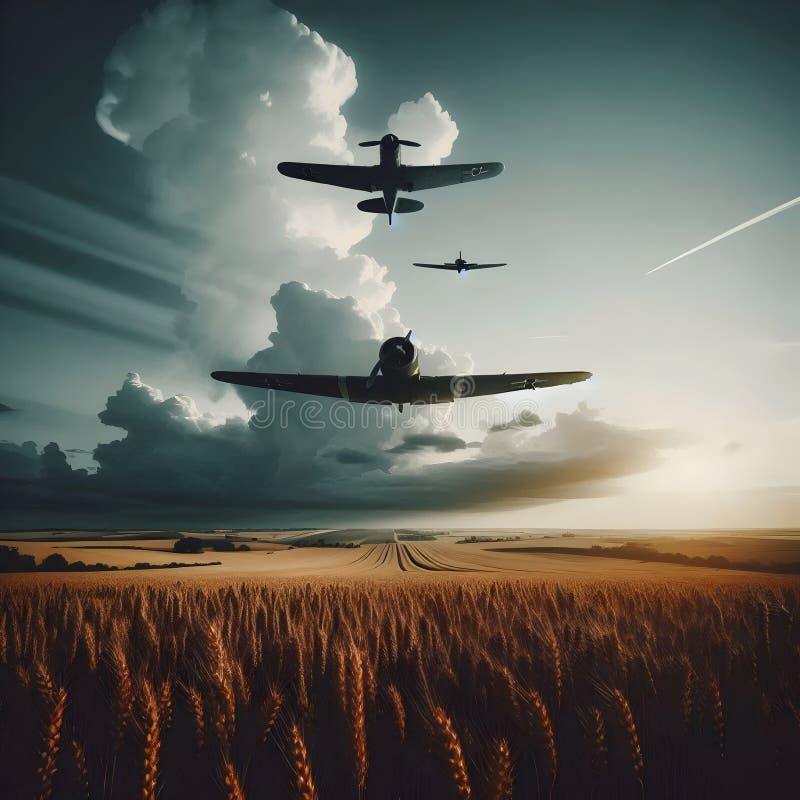 War Airplanes Flying in the Sky. Military Forces, Aviation Stock ...