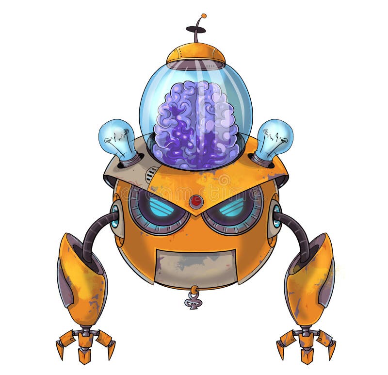 War angry brain Robot stock illustration. Illustration of equipment ...