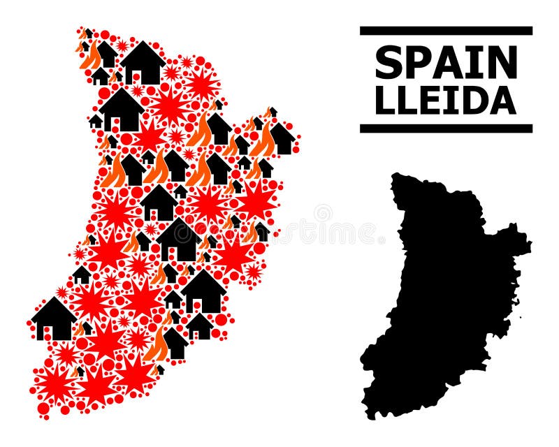 War Collage Map of Lleida Province Stock Vector - Illustration of ...