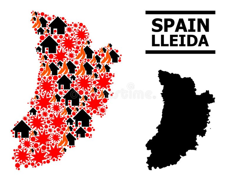 War Collage Map of Lleida Province Stock Vector - Illustration of ...
