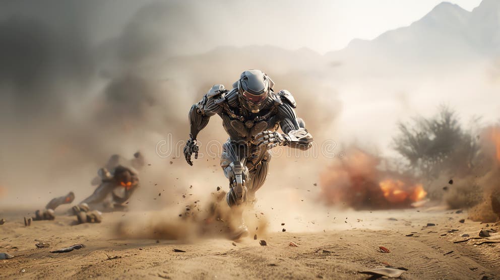 War cyborg, AI generated stock illustration. Illustration of ...