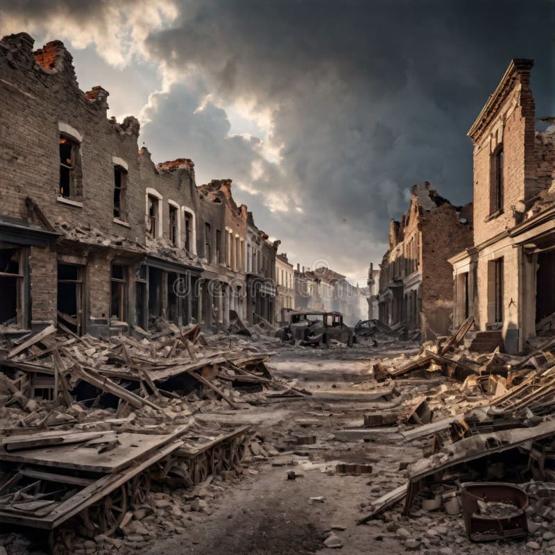 War destroyed town stock illustration. Illustration of world - 306560022