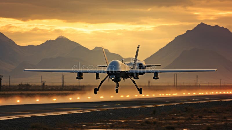 War Drone on Runway in Take Off. Stock Illustration - Illustration of ...