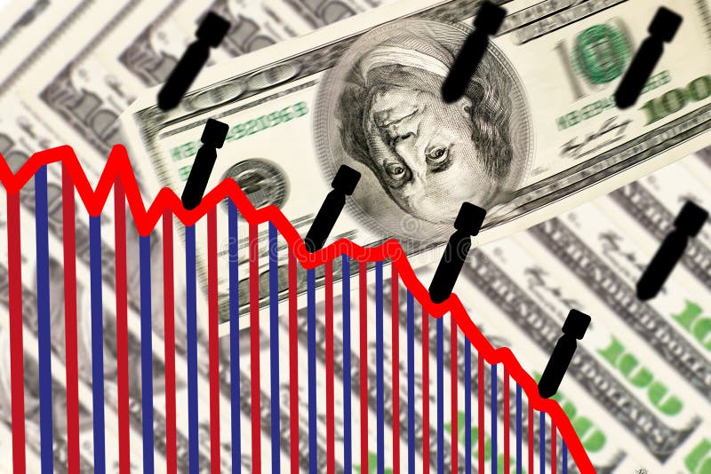 War and the Fall of the Dollar, Inflation Concept. Decreasing Schedule ...