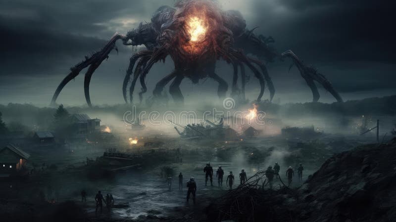 War between Humans and Aliens Stock Illustration - Illustration of ...