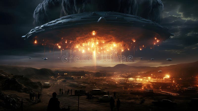 War between Humans and Aliens Stock Illustration - Illustration of ...
