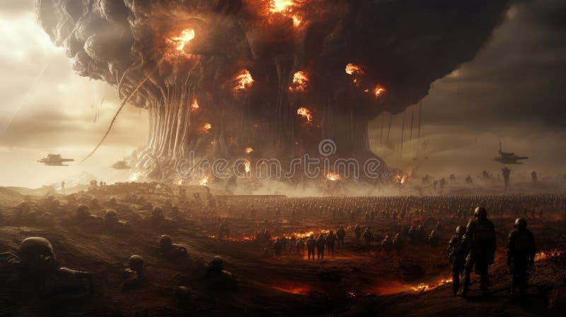 War between Humans and Aliens Stock Illustration - Illustration of ...