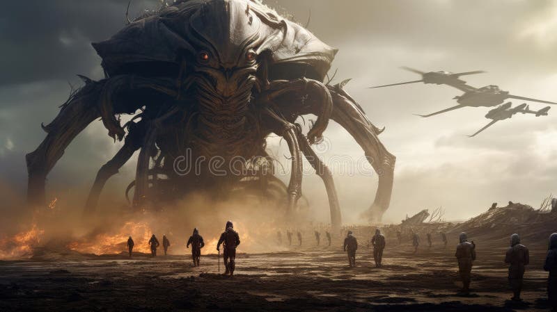 War between Humans and Aliens Stock Illustration - Illustration of ...