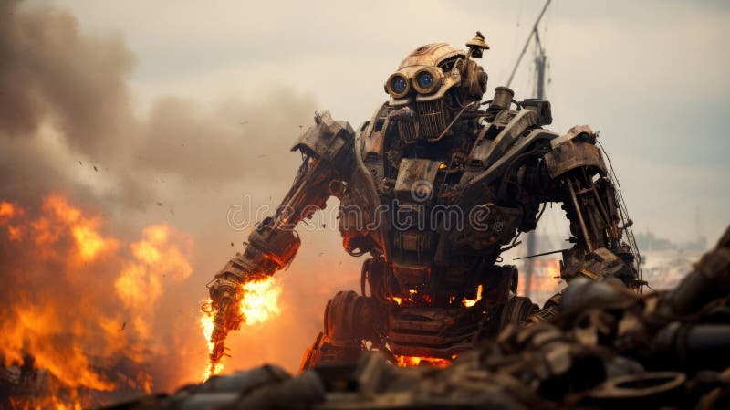 War between Humans and Robots Stock Illustration - Illustration of ...