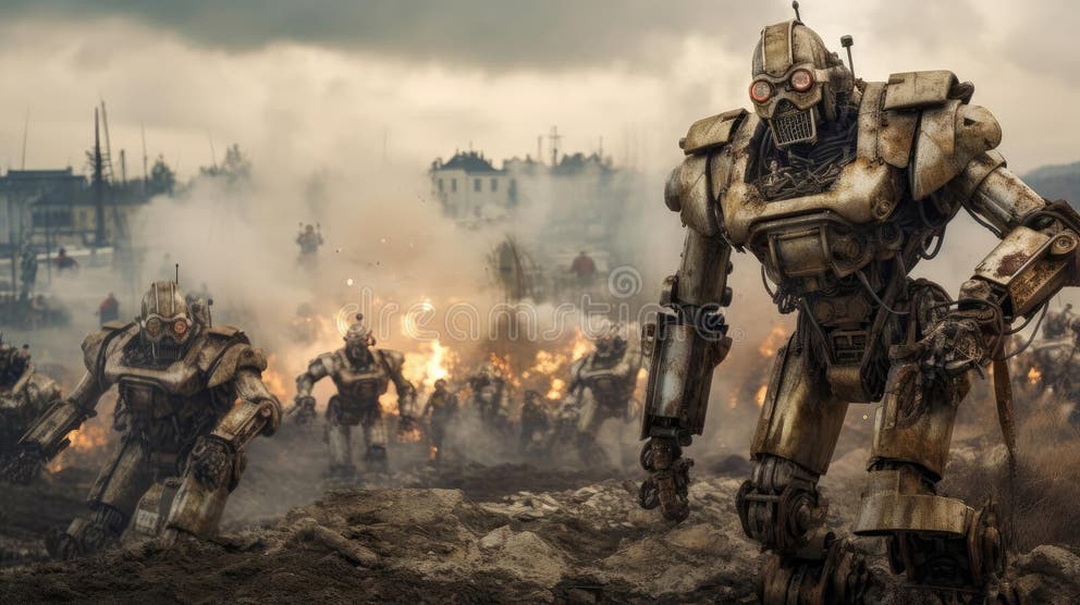 War between Humans and Robots Stock Illustration - Illustration of ...