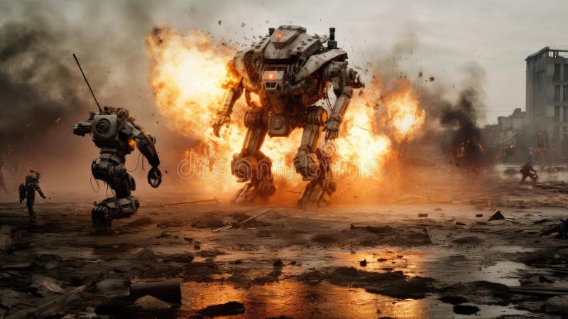 War between Humans and Robots Stock Photo - Image of competing ...