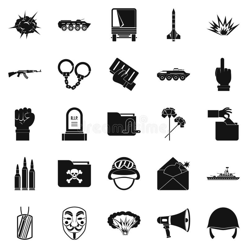 War Icons Set, Simple Style Stock Vector - Illustration of aviation ...