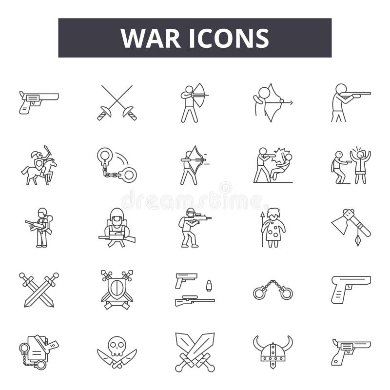 War Line Icons, Signs, Vector Set, Outline Illustration Concept Stock ...