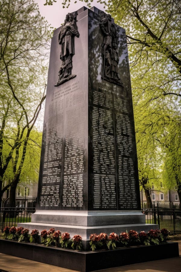 War Memorial Monument with Engraved Names of Fallen Soldiers Stock ...