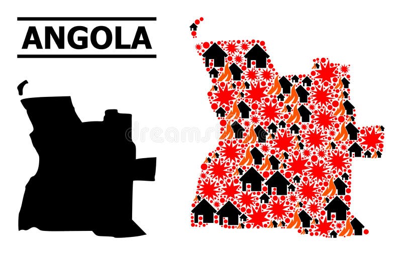 War Mosaic Map of Angola stock vector. Illustration of state - 242319332