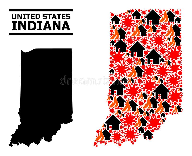 War Mosaic Map of Indiana State Stock Vector - Illustration of ...