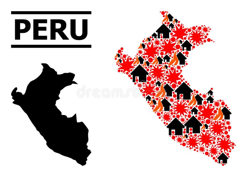 War Mosaic Map of Peru stock illustration. Illustration of elements ...