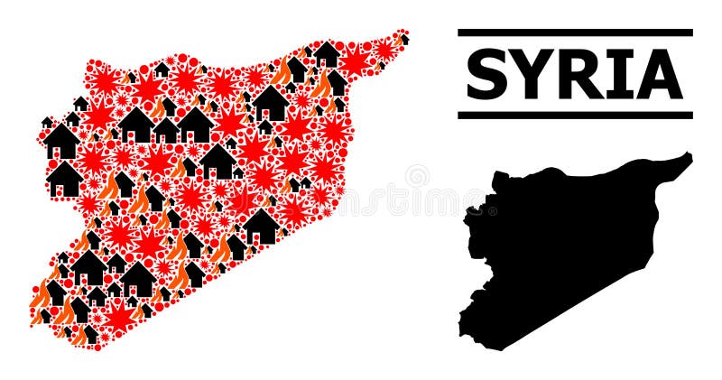 War Mosaic Map of Syria stock vector. Illustration of collage - 242319628