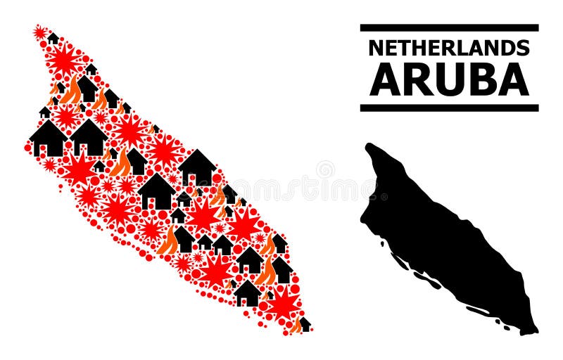 War Pattern Map of Aruba Island Stock Vector - Illustration of item ...