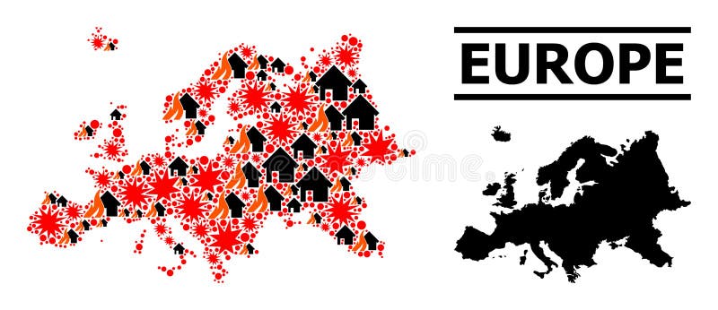 War Pattern Map of Europe stock vector. Illustration of combination ...