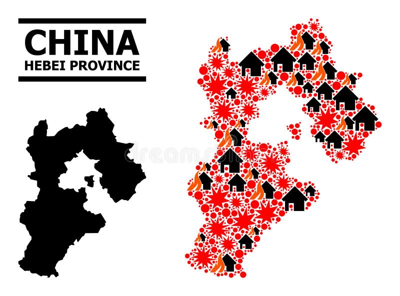 War Pattern Map of Hebei Province Stock Vector - Illustration of fire ...