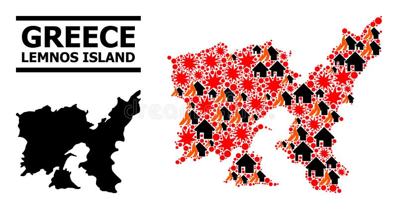 War Pattern Map of Lemnos Island Stock Vector - Illustration of ...