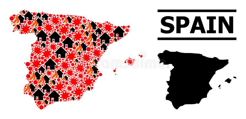 War Pattern Map of Spain stock vector. Illustration of patriotic ...