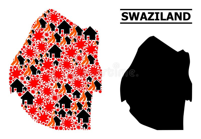 War Pattern Map of Swaziland Stock Vector - Illustration of random ...