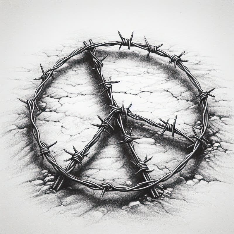 War and Peace Barbed Wire Drawing Stock Illustration - Illustration of ...