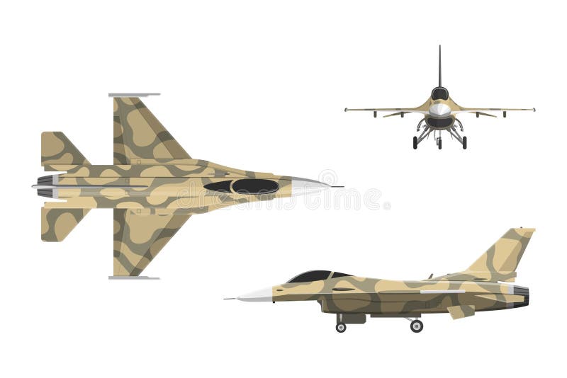 Military Aircraft F-117. War Plane in Three Views: Side, Top, Fr Stock ...