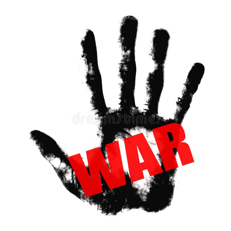 War Red Text on Black Hand Print Stock Vector - Illustration of nuclear ...