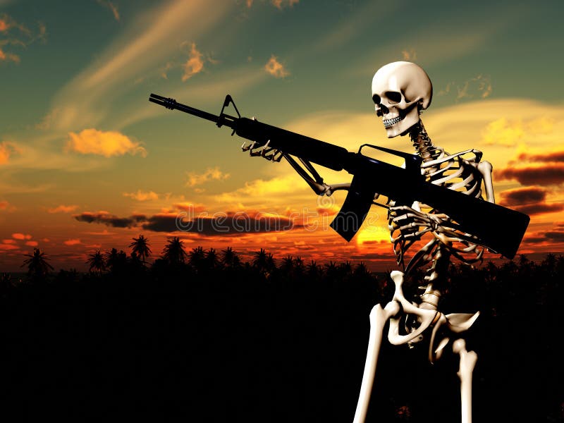 War Skeleton with Background 2 Stock Illustration - Illustration of ...