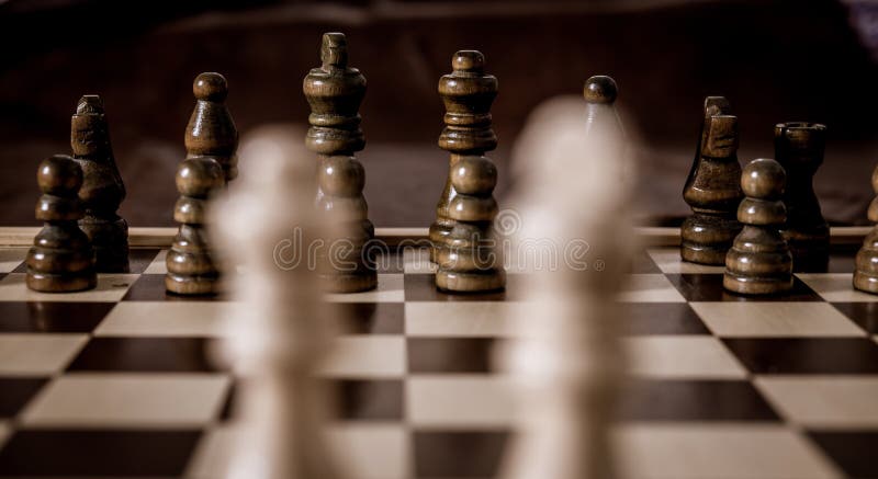 War Strategy Concept Black and White Chess Pieces Stock Photo - Image ...
