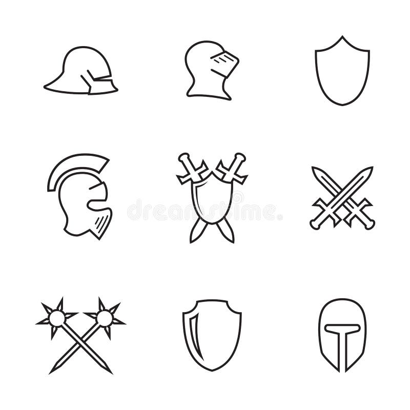 War symbol icons set stock illustration. Illustration of shielding ...