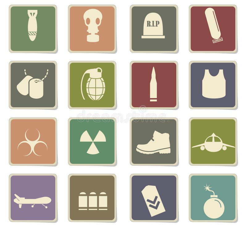 War symbols icon set stock illustration. Illustration of icon - 89851302