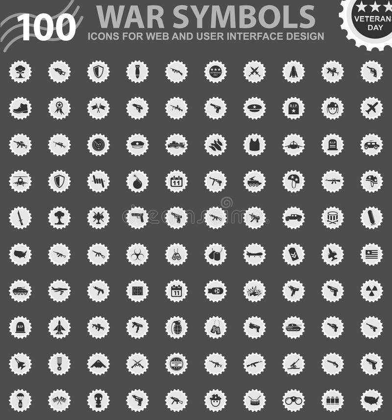 War symbols icons set stock illustration. Illustration of celebration ...