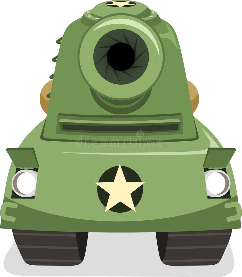 War Tank Aiming Front View stock illustration. Illustration of bomber ...