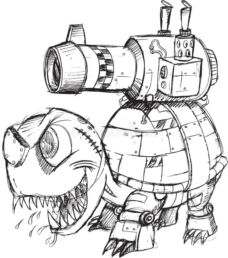 War Tank Turtle Sketch stock vector. Illustration of cannon - 46614479