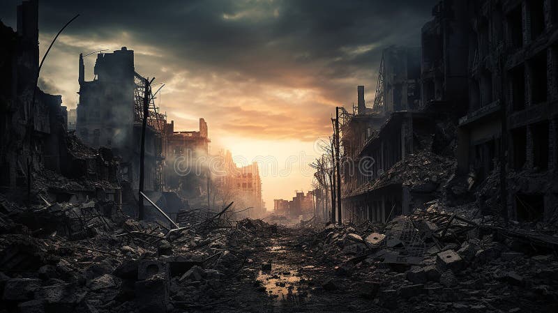 War-Torn Destroyed City stock illustration. Illustration of shattered ...