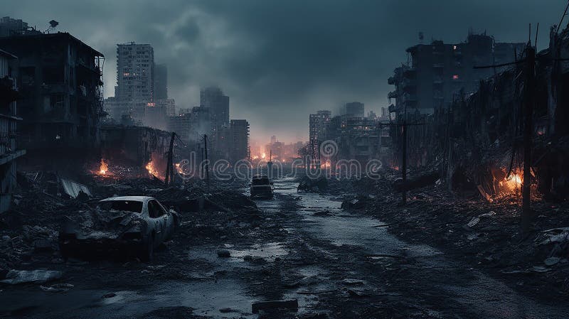 War-Torn Destroyed City stock illustration. Illustration of ...