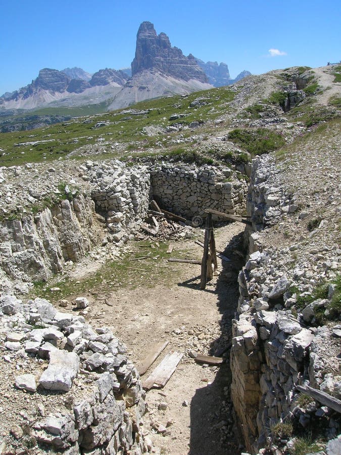 War Trenches Carved in the Mountains Stock Image - Image of rock ...